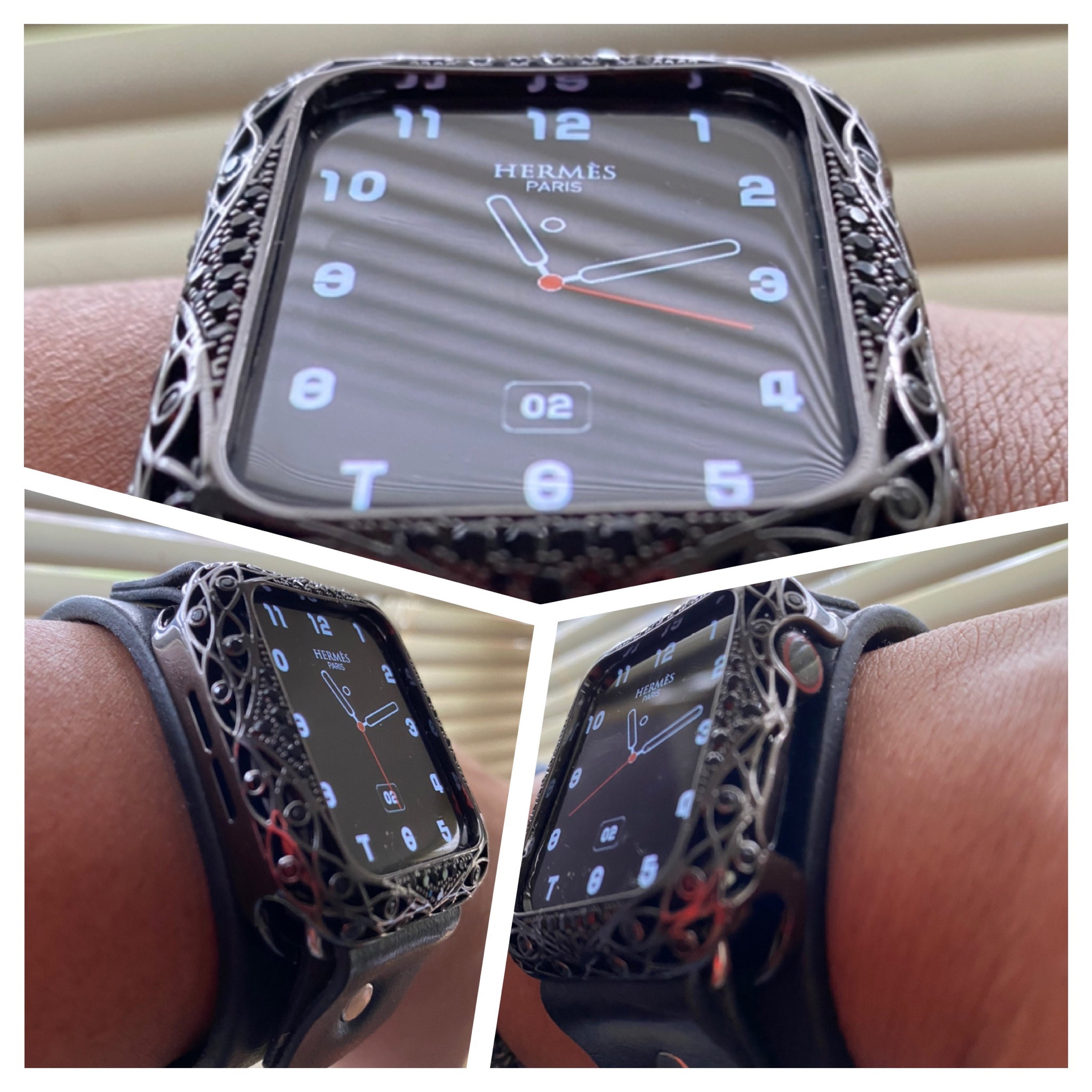 Apple Watch Bezel Cover Black on Black Metal Cover Filigree Design ...