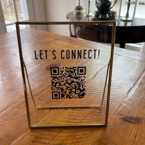 Gold Glass Scan to Bless QR Sign - Scannable Acrylic Sign, Wedding ...