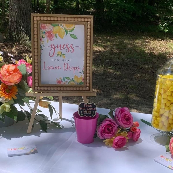 Pink Floral Lemon Guess How Many Lemon Drops Game Printable She Found ...