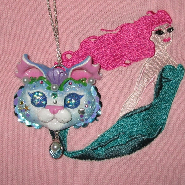 Andromeda - Galaxy Cosmic Cat Sculpture - OOAK Handmade Art Mixed Media ...