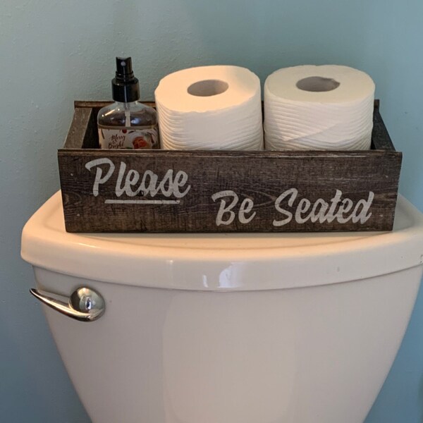 Back of Stool Toilet Paper Holder, Tissue Cover, Rustic Bathroom Crate ...