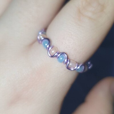 Multicolour Braided Bead Wire Ring UK, Customisable Jewelry, Gift for ...