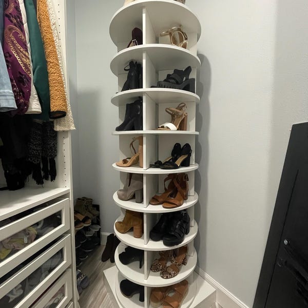 Rotating Wooden 8 Layers Shoe Rack 360 Degrees Space Saving Shoe ...