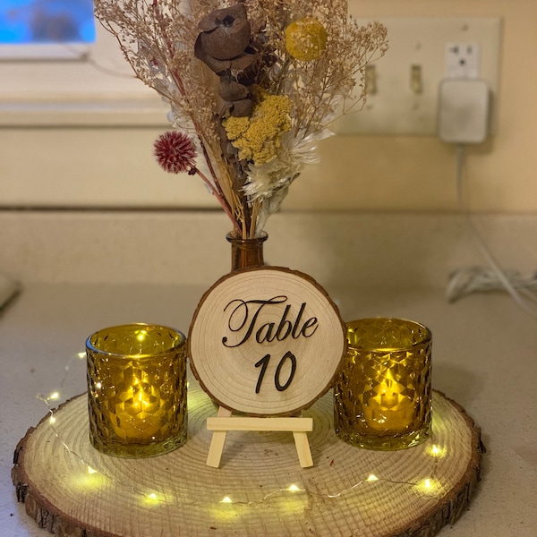 Farmhouse Wedding Table Decor Rustic Wedding Table Numbers Wood Slice ...