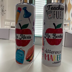 Teacher Name 20 Oz Skinny Tumbler Sublimation Designs Teacher ...