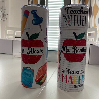 Teacher Name 20 Oz Skinny Tumbler Sublimation Designs Teacher ...