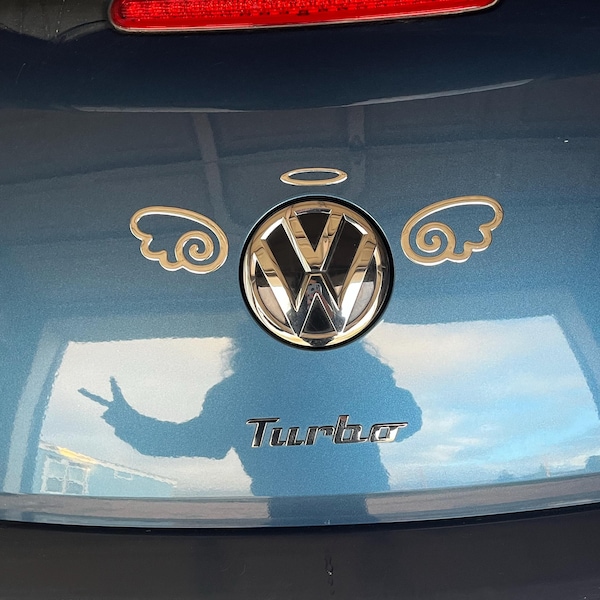 Chrome Angel Wings Car Emblem Sticker / Wings & Halo Silver Badge Decal ...