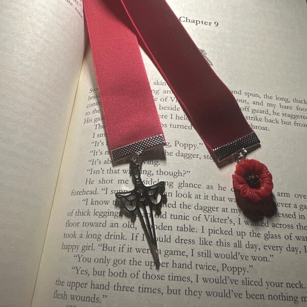 Manon | Dark Red Velvet Ribbon Bookmark With Charms| Bookish Gift |book ...