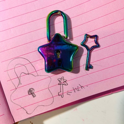 New Rainbow Color Star Shape Padlock,cute Gold Padlock for Decoration ...
