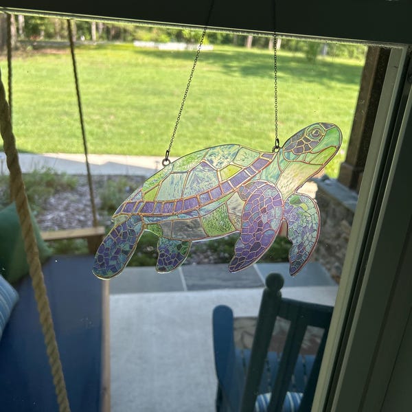 Floral Beetle Stained Glass Suncatcher, Faux Stained Glass Bug Window ...