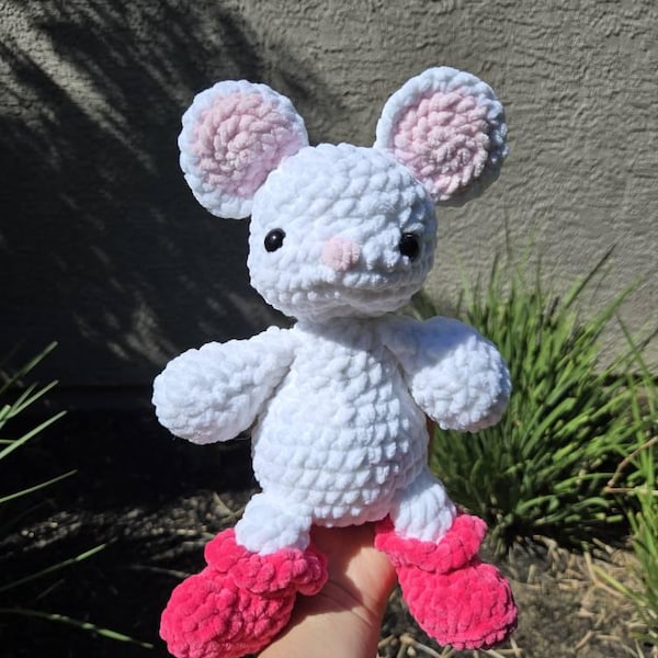Mae Mouse - PDF Crochet Pattern - LOW SEW Mouse Wearing Socks, Plushie ...
