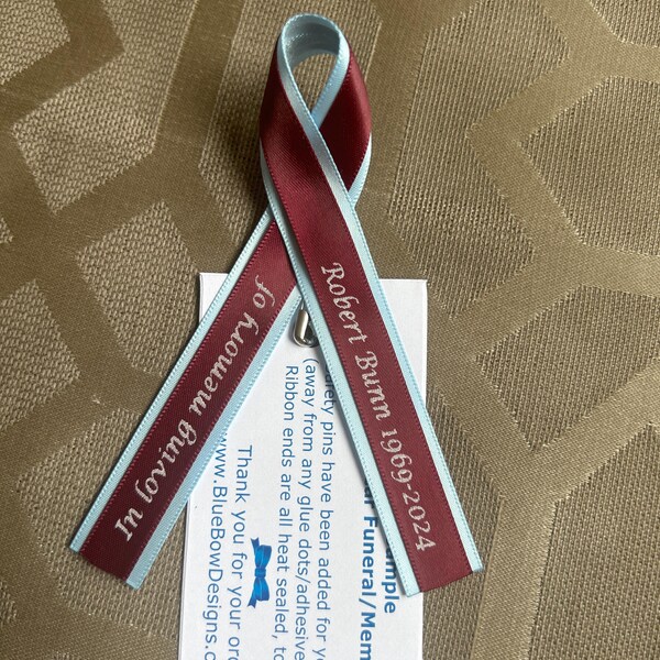 Personalised Funeral Ribbons. Handmade Funeral Favours .ready Made ...