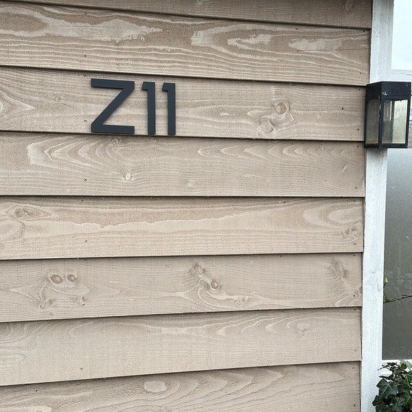 Modern House Numbers Hidden Fixings Floating House Numbers Black Silver ...