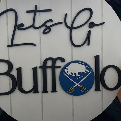 Buffalo Hockey Front Porch Sign, Lets Go Buffalo, Front Porch Decor ...