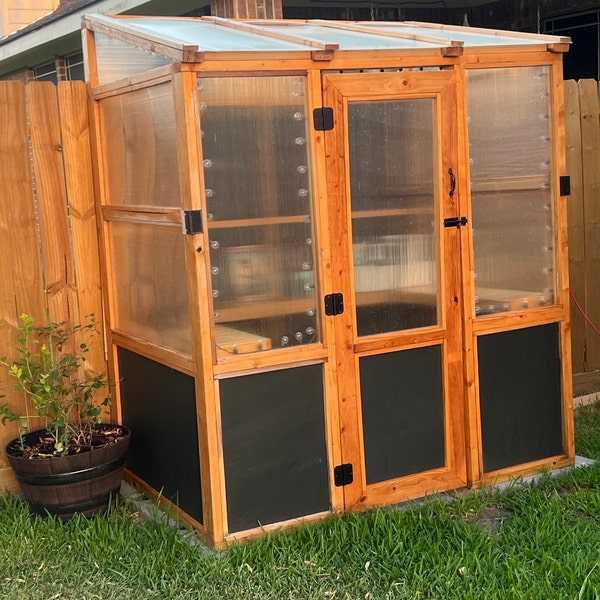 Plans for Small Modular Wooden Lean to Greenhouse 2 Bay Module 4' 4"x4 ...