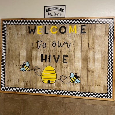 Bee Themed Bulletin Board Letters Welcome to Our Hive Classroom Décor ...