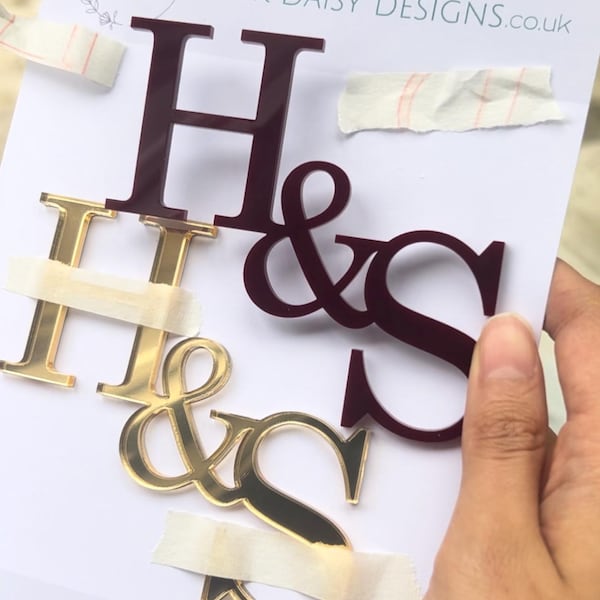 Acrylic Initials Cake Topper or Charm. Various Fonts, Colours & Sizes ...