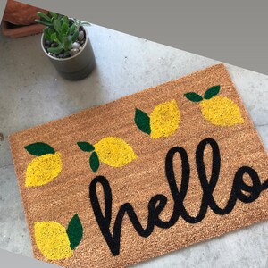 Hello Lemon Doormat Summer Welcome Mat Lemon Decor - Etsy