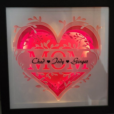 3D Mothers Day Shadow Box With Custom Names, Mom Shadow Box, Mum ...