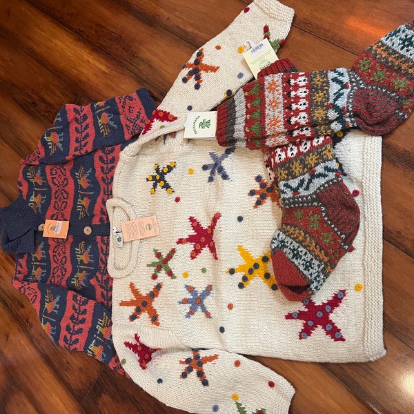 Bright Starfish Sweater - Hand Knitted Jumper - Multicoloured - Retro ...