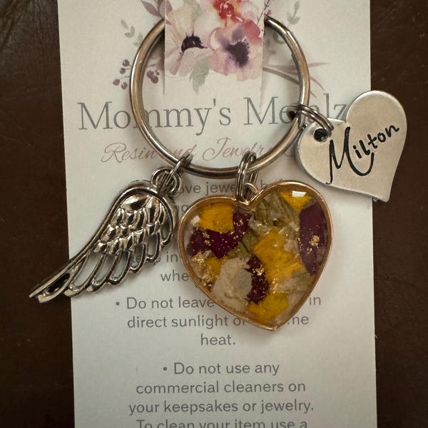 Funeral Flower Keychain With Your Dried Petals, Custom Made Heart ...