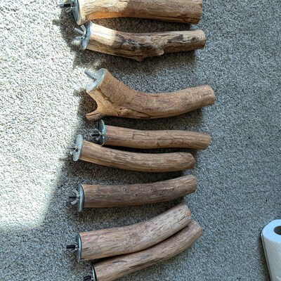 Two Large Natural Bird Perches, Wood Parrot Stand, Macaw Perch ...