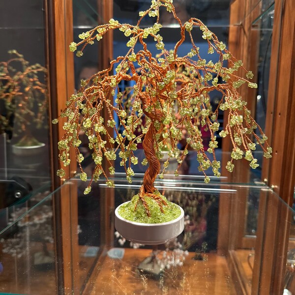 Peridot Willow Gemstone Tree of Life: Wire Sculpture, Feng Shui Decor ...