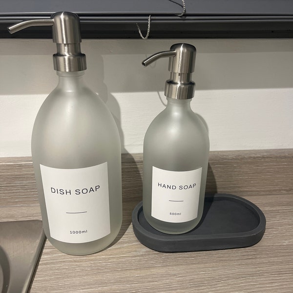 Frosted Clear Glass Bottle - Refillable Coloured Soap Dispenser With ...