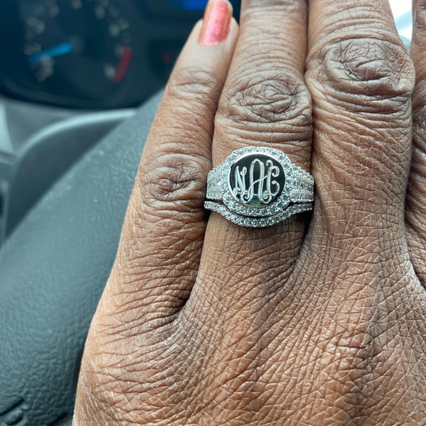 Sterling Silver Monogram Stackable Ring, Sterling Silver Stackable Rings, Sterling Silver Mahy ...