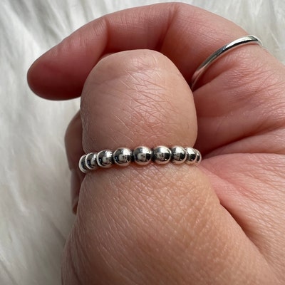 Silver Beaded Stacking Ring, Sterling Silver Women's Ring, Stack Thumb ...