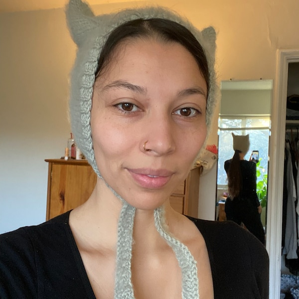 PATTERN for an Elevated, Adult Knitted Cat Hat / Kitty Ears Bonnet That ...