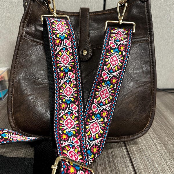 Retro Jacquard Purse Strap, 2" Wide Adjustable Crossbody Bag Strap ...