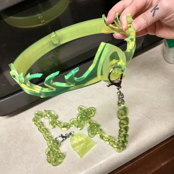 Hazbin Hotel Acrylic Vox Cosplay Collar With Acrylic Chain - Etsy