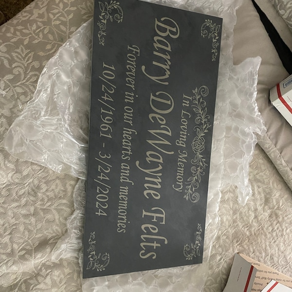 Memorial Stone Gray Slate for Mom Dad, Personalized in Loving Memory ...
