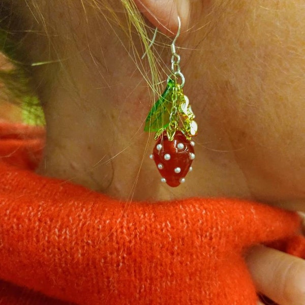 Strawberry Earrings Fruit Food Earrings Cute Dangle & Drop Earrings ...