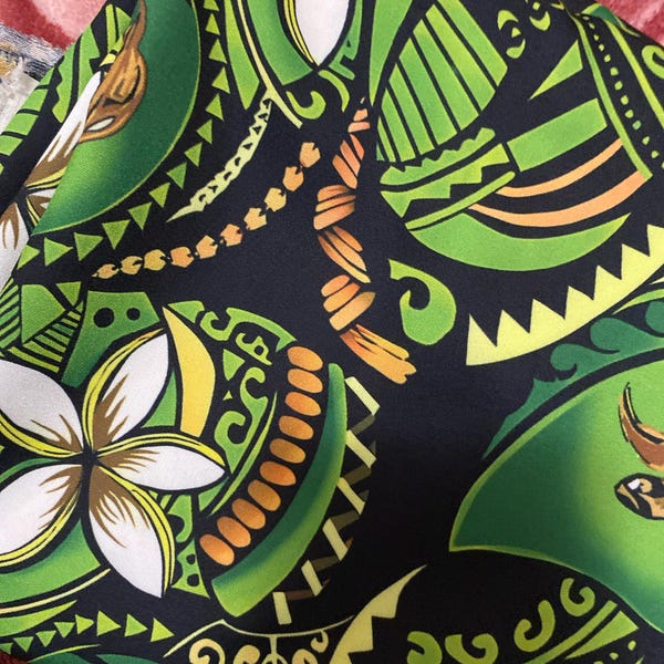 New Tropical Hibiscus and Turtle Design Polynesian Fabric - Lt. Peach ...