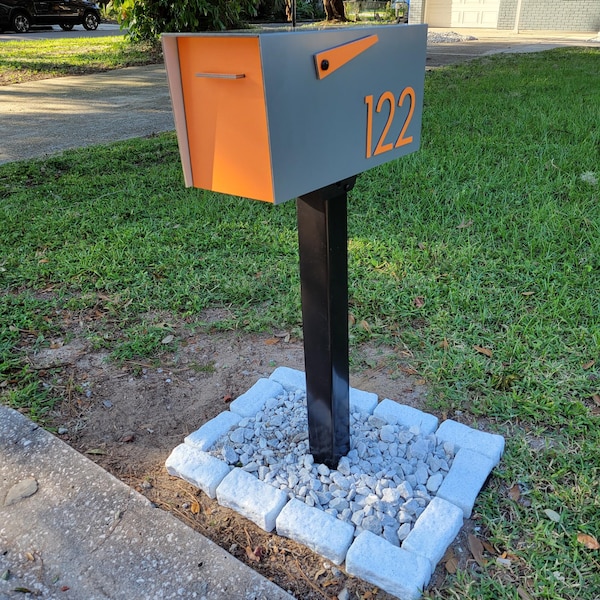 Contemporary Post Mounted Mailbox - Aluminum Ivory White Body and ...