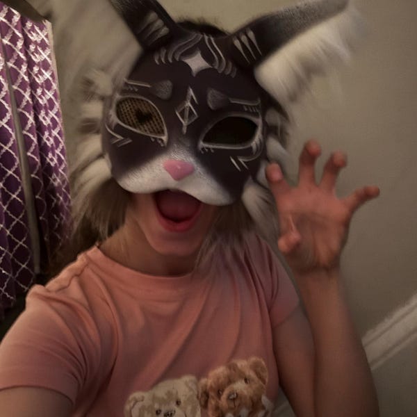 Mystical Therian Cat Mask Handmade Feline Cosplay Accessory Therian ...