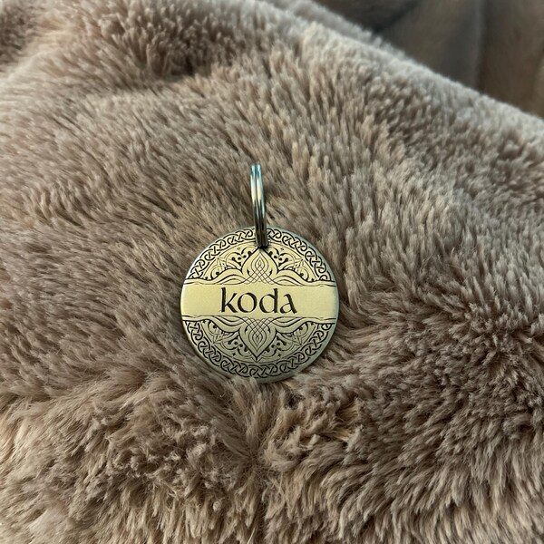 Personalized Pet Tag Elven Scrollwork With Celtic Border Custom Dog Cat ...