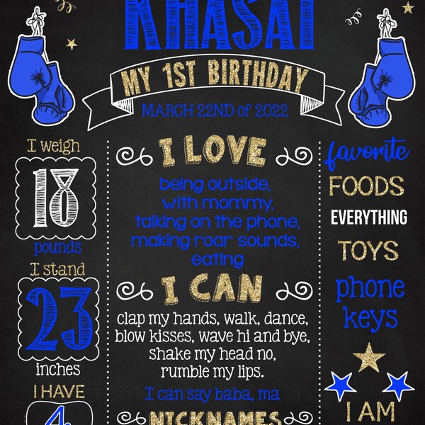Boxing Birthday Milestone - Boxer Themed Party Poster - Editable ...