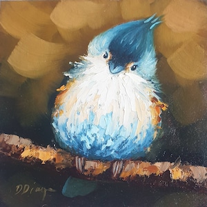 Bluebird CUSTOM Original Oil Painting by Daiga Dimza Handmade Bird Wall ...