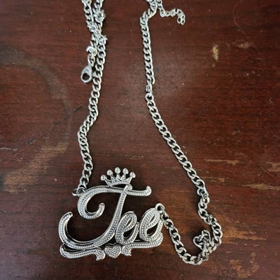Double Layer Nameplate With Heart Custom Name Necklace 3D - Etsy