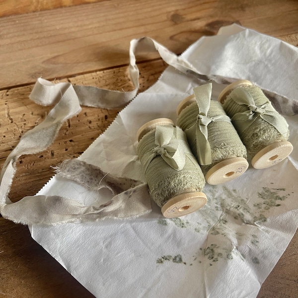 BOTANICAL NO 64 Hand Dyed Silk Habotai Ribbon//plant Dyed//bridal ...