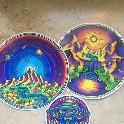 Hand Drawn UFO Sticker Flying Saucer Sticker Alien Sticker iPhone ...