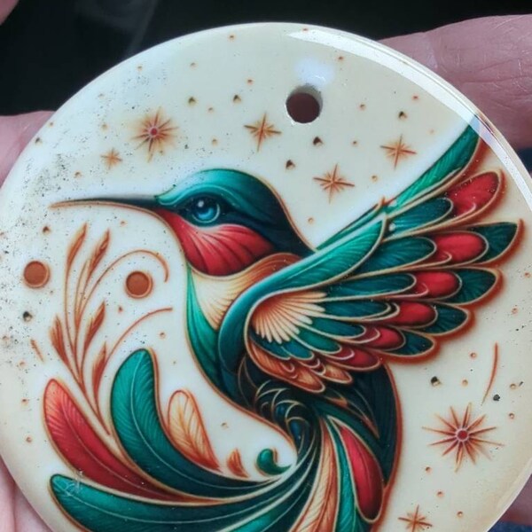 Bird of Many Colors Ceramic Christmas Ornament, Flat Surface Not 3D - Etsy