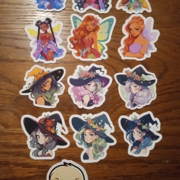Colorful Witch Sticker, Vivid Colored Witch Sticker, Cute Witch Sticker ...