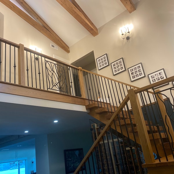 Hand Forged Heavy Steel Railing With Hammered Texture, Viking, Antler ...