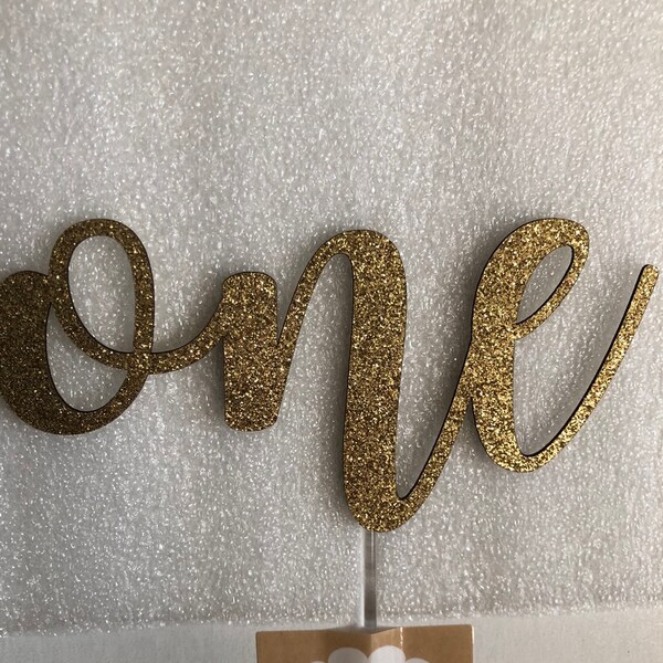 One Cake Topper, First Birthday Cake Topper, Gold Glitter Party ...