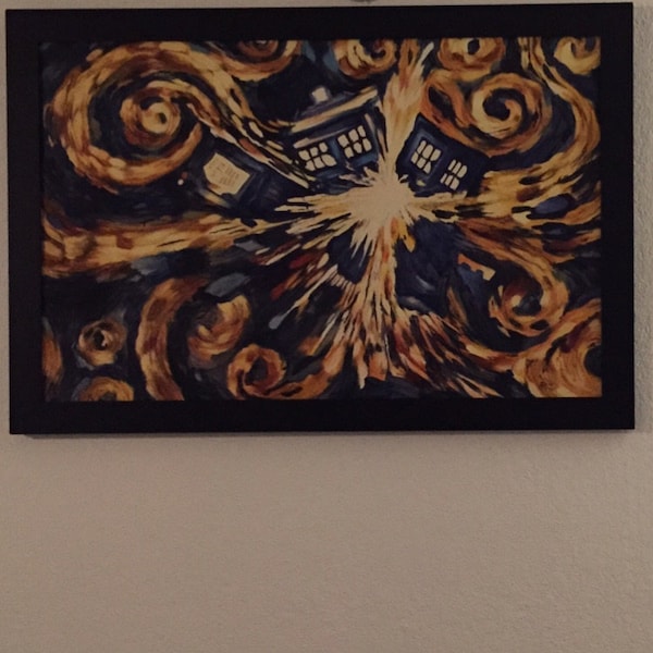 Exploding Tardis (blue Box Exploding) - Doctor Who Hand-painted Oil ...