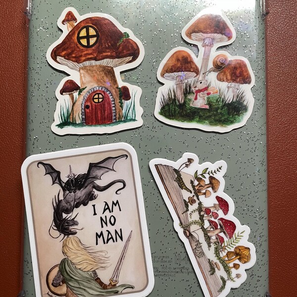 Fairy Sticker, Red Mushroom Sticker, Cottagecore, Vinyl Weatherproof ...